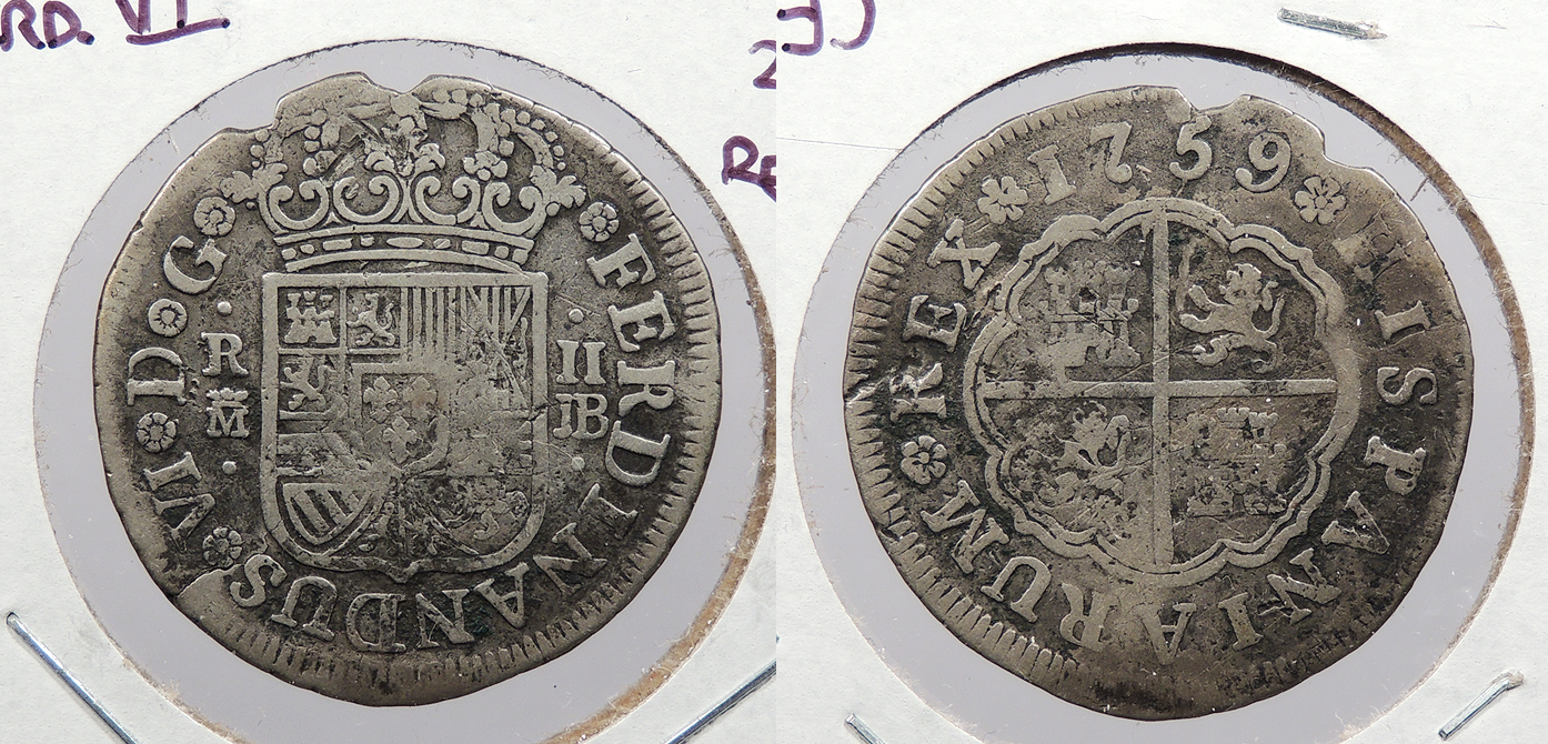 SPAIN: 1759-JB Ferdinand VI 2 Reales | European Coins