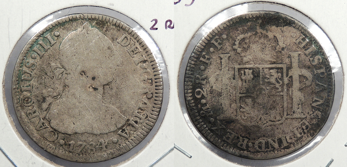 MEXICO: Spanish Colonial 1784-Mo FF 2 Reales | North & Central American ...