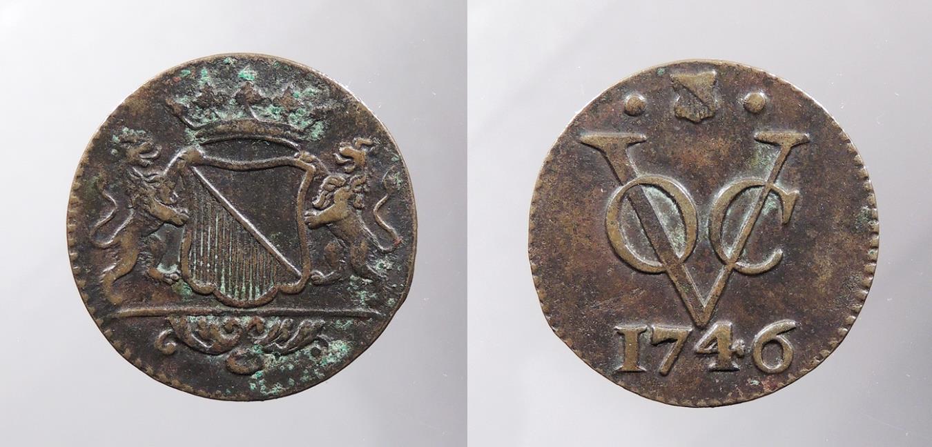 NETHERLANDS EAST INDIES: 1746 Dutch East India Co. (VOC) Duit