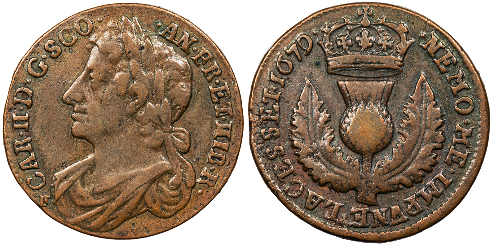 SCOTLAND Charles II 1679 Bawbee (6 pence Scots) Good VF | European Coins