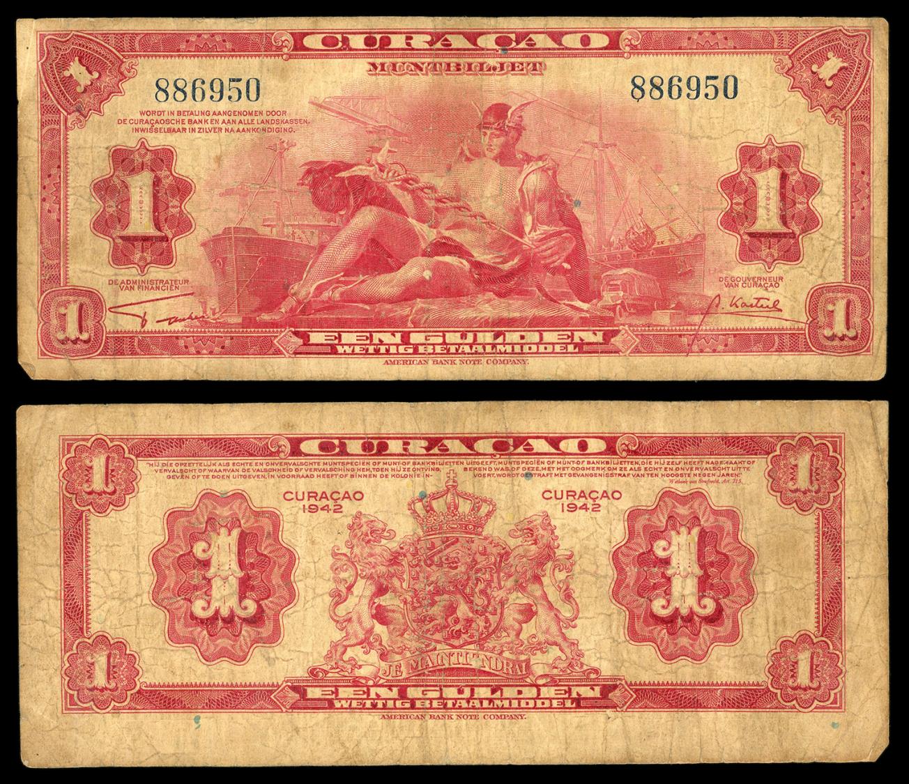CURACAO (CURAÇAO) Territory of Curacao 1942 Gulden Fine | World Paper Money