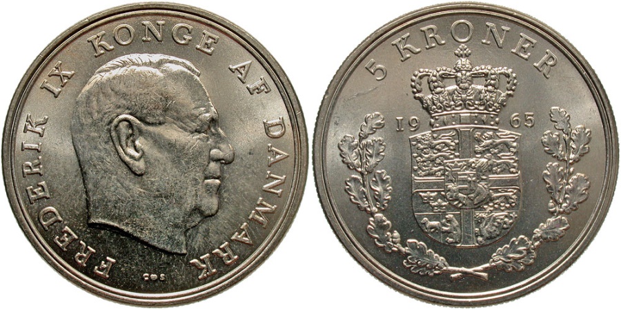 DENMARK: 1965 5 Kroner | European Coins