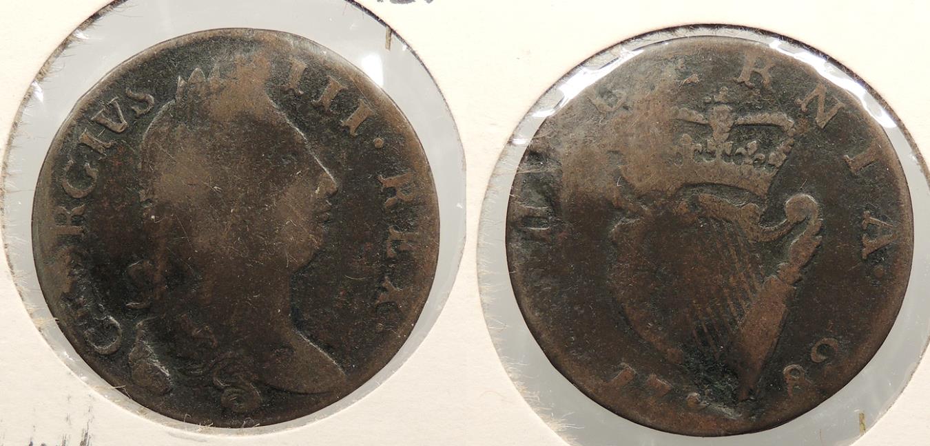 IRELAND: 1782 George III Halfpenny | European Coins