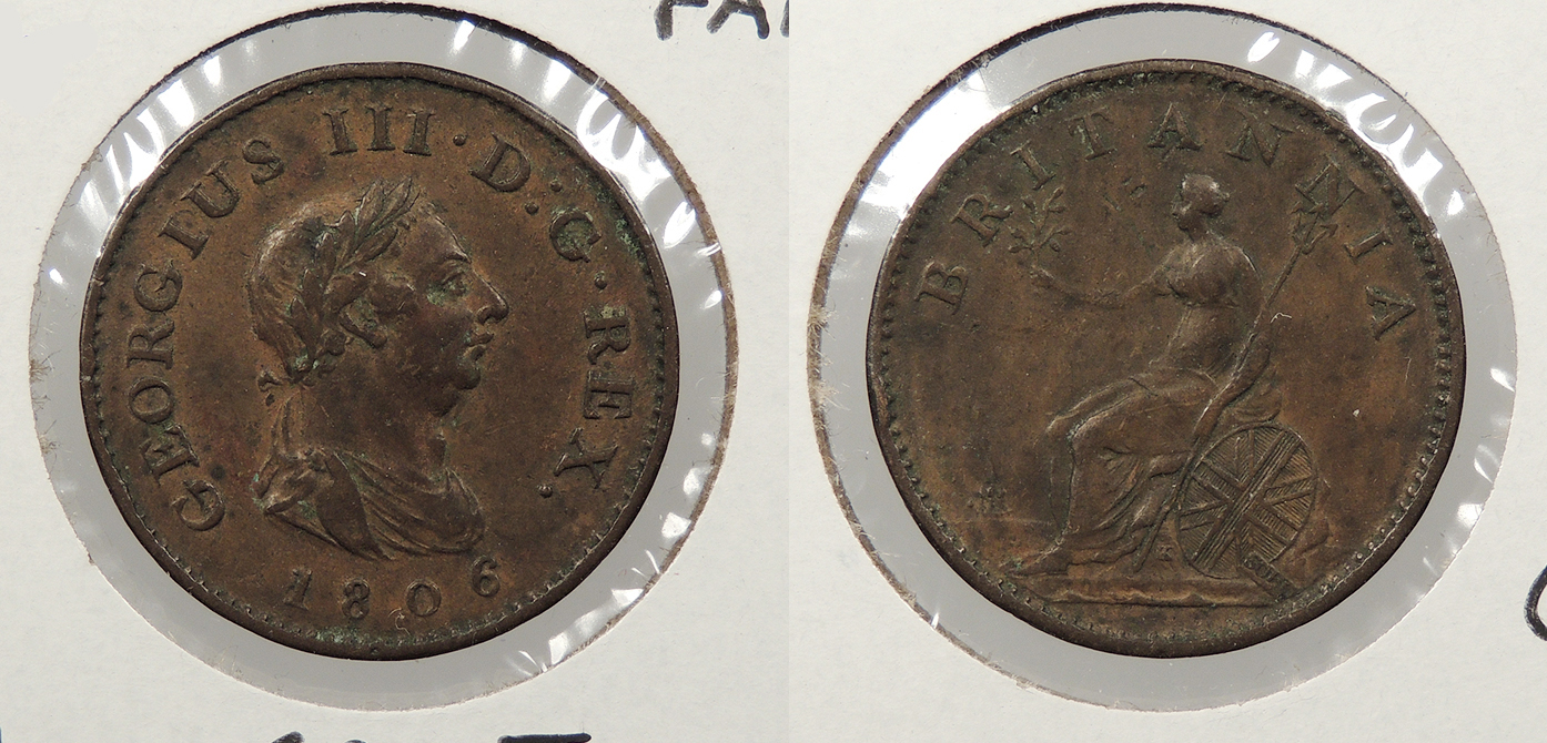 GREAT BRITAIN: 1806 George III Farthing | European Coins