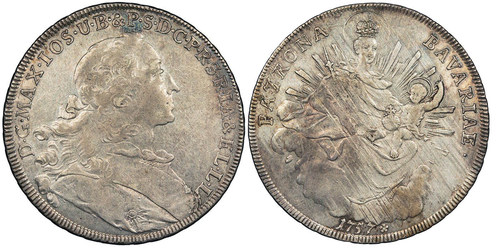 GERMAN STATES Bavaria Maximilian III Josef 1757 Konventionsthaler ...