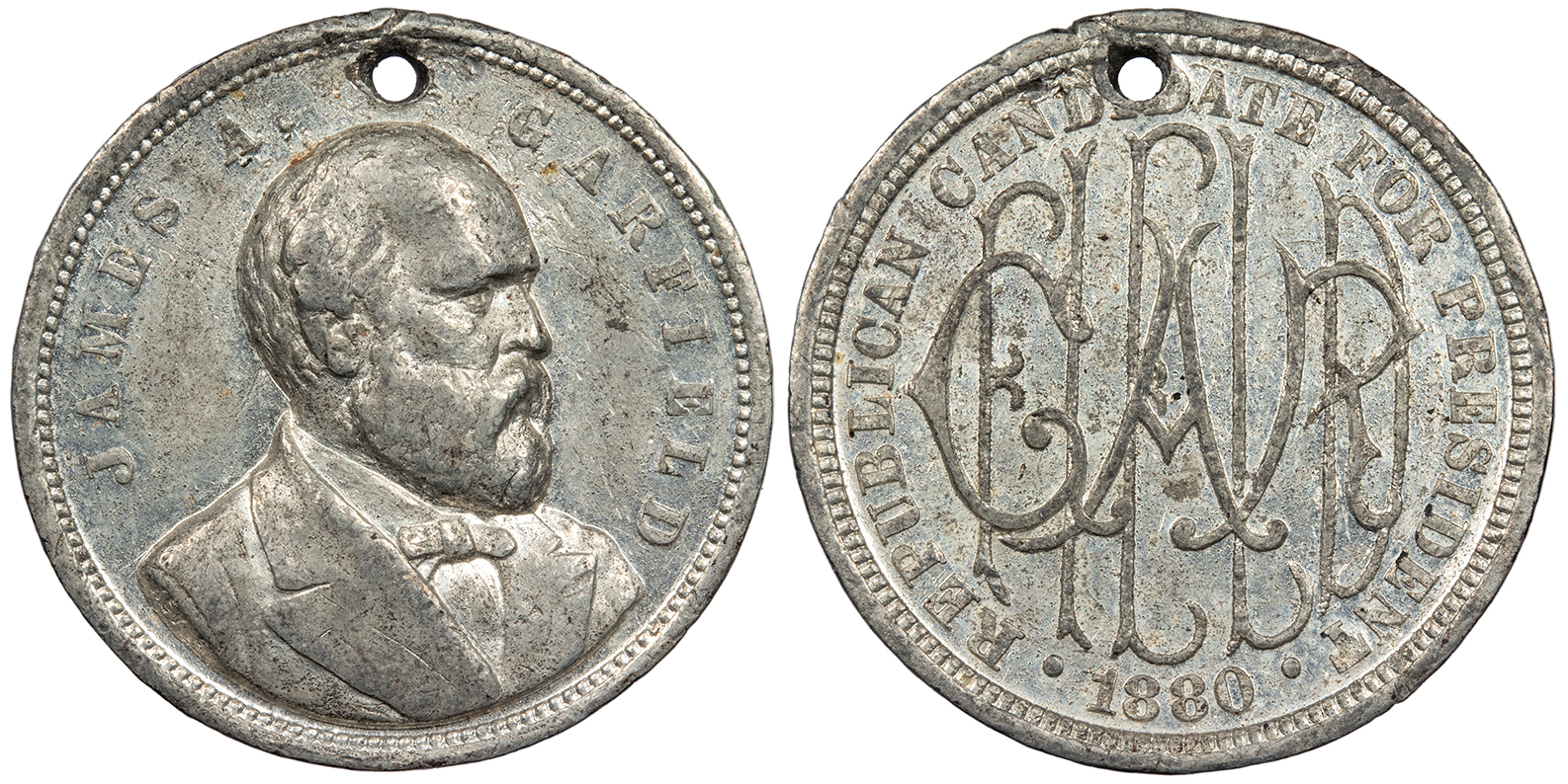 1880 White Metal Presidential campaign token 26mm Medallion EF