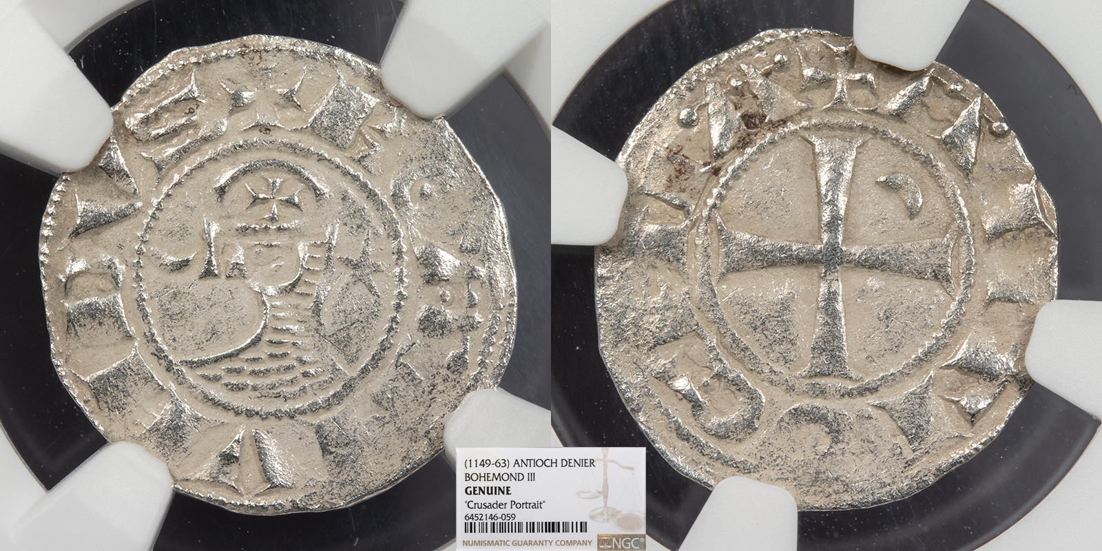 CRUSADERS Antioch Bohemund III 1149-1163 Denier 1163-1201 NGC Genuine