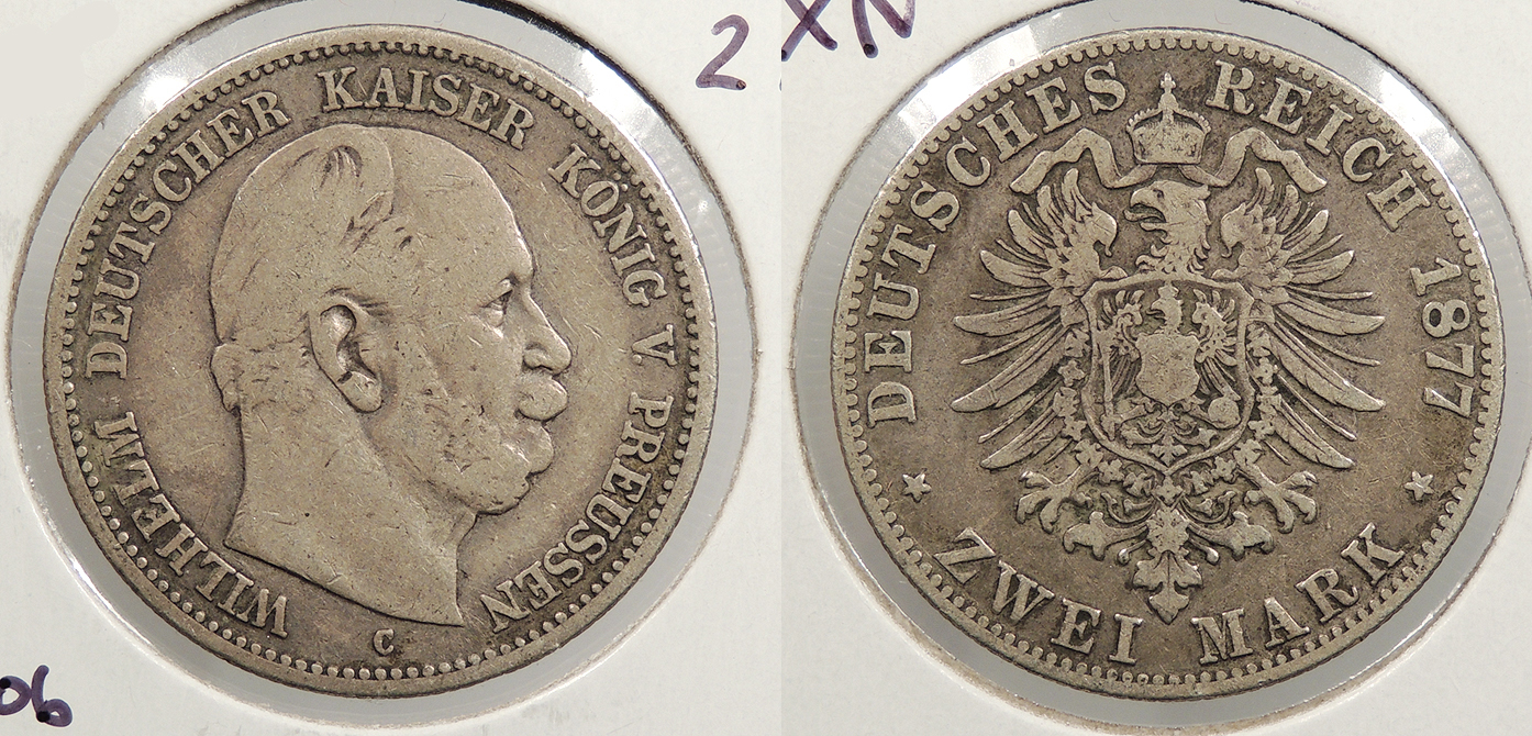 GERMAN STATES: Prussia 1877-C 2 Mark | European Coins