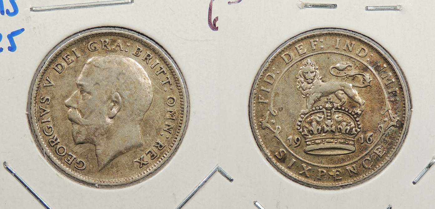 GREAT BRITAIN: 1916 George V Sixpence (6 pence) | European Coins