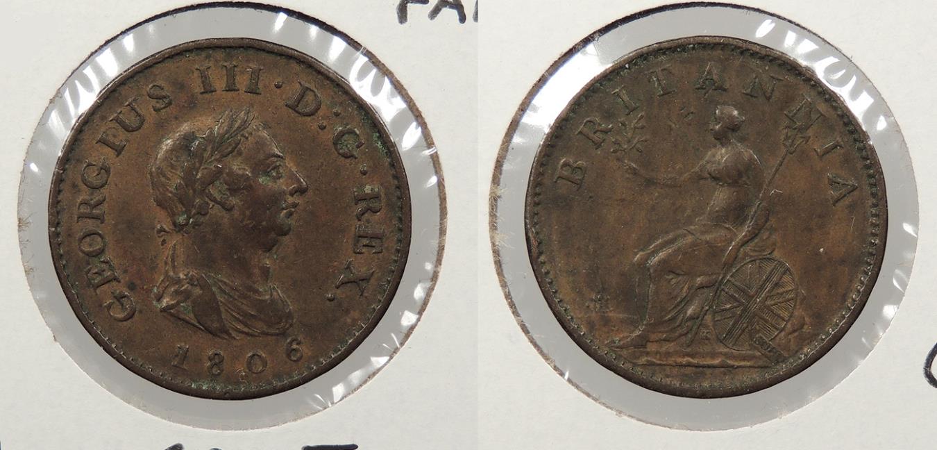GREAT BRITAIN: 1806 George III Farthing | European Coins