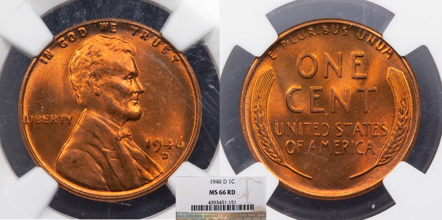 1946-D Lincoln 1 Cent NGC MS-66 RD | Miscellaneous