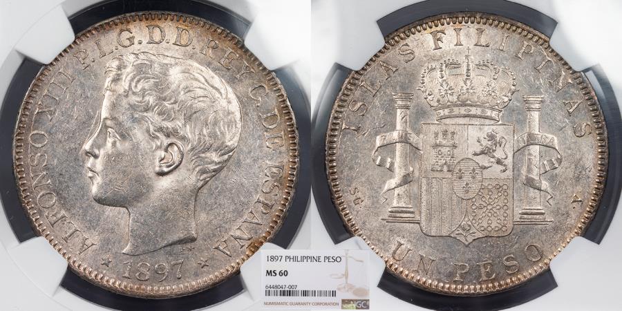 PHILIPPINES Alfonso XIII 1897-SG V Peso NGC MS-60 | Asian and Middle ...