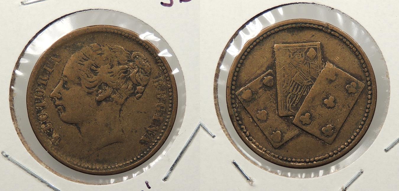 GREAT BRITAIN: 19th Century 'Whist' game counter token; Playing cards Jeton