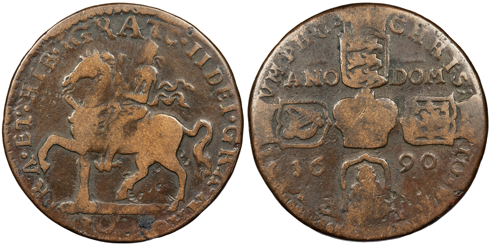 IRELAND James II 1690 Gunmoney Crown Fine | European Coins