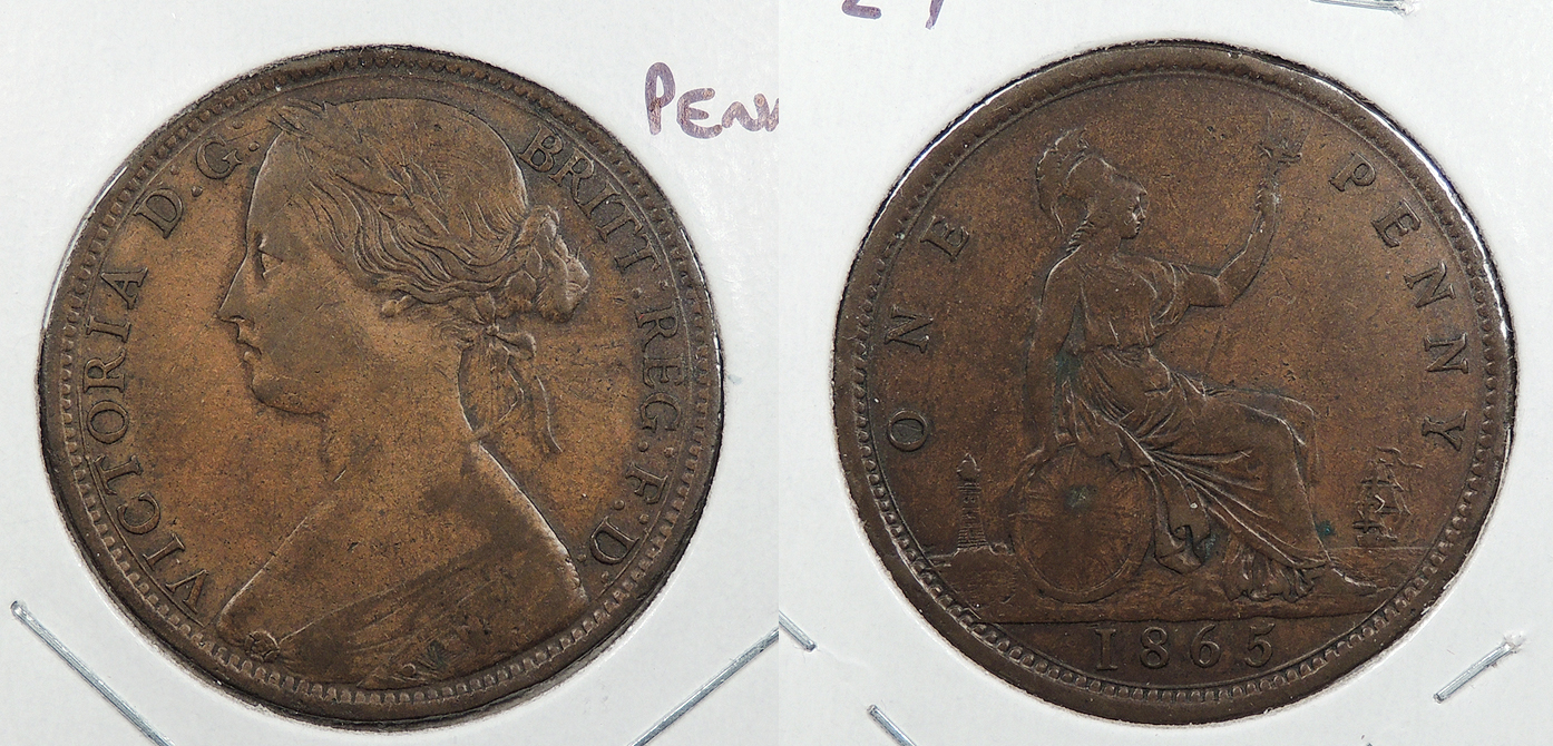 GREAT BRITAIN: 1865 Victoria Penny | European Coins