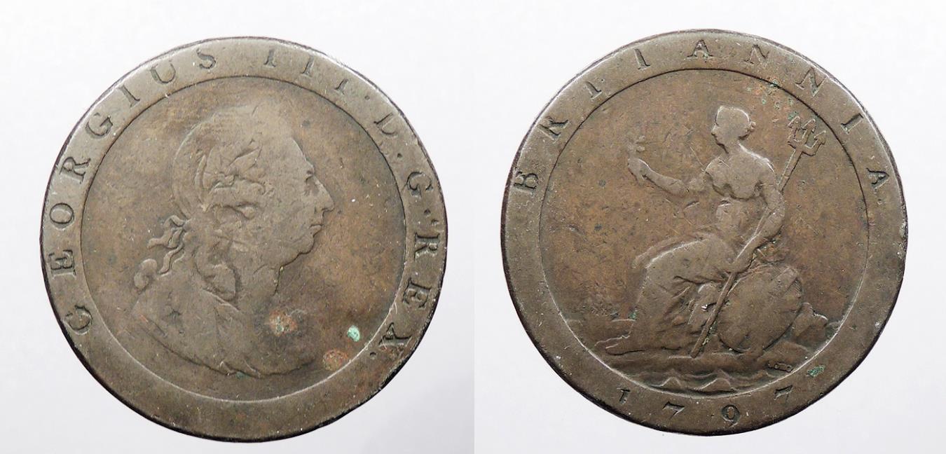 GREAT BRITAIN: 1797 George III Penny | European Coins