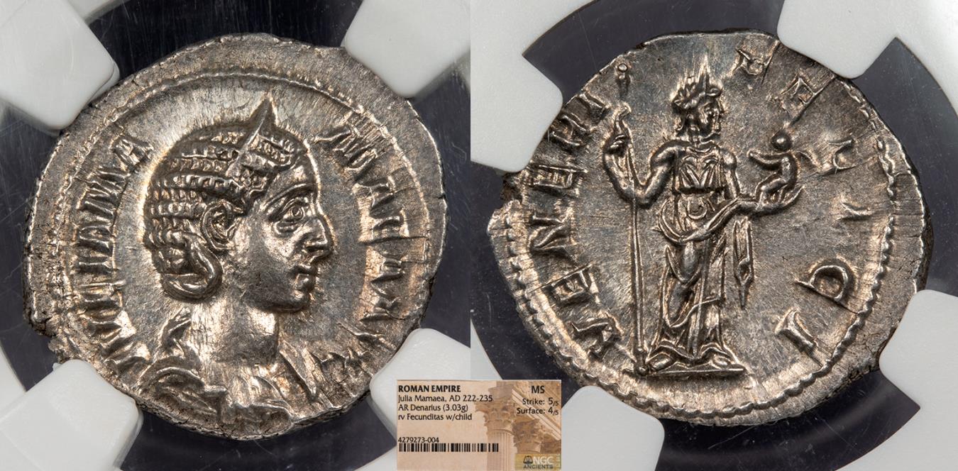 Julia Mamaea, mother of Severus Alexander 222-235 A.D. Denarius Rome ...