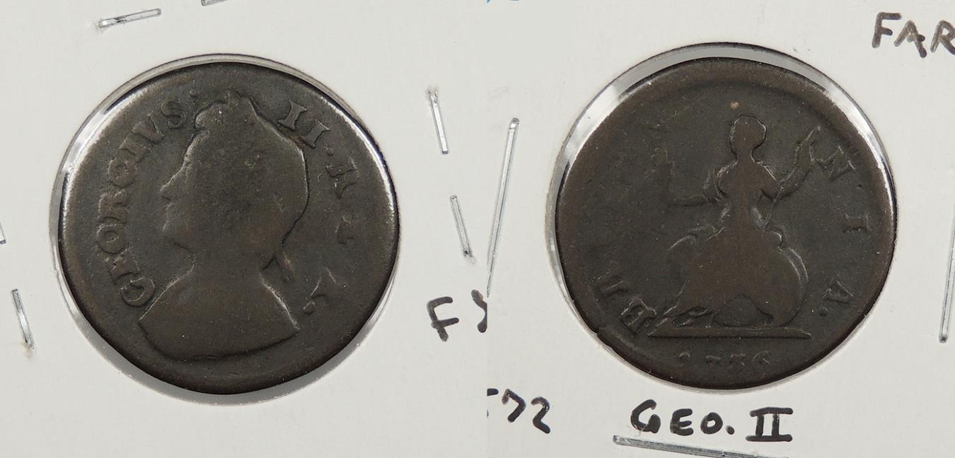 GREAT BRITAIN: 1736 George II Farthing | European Coins