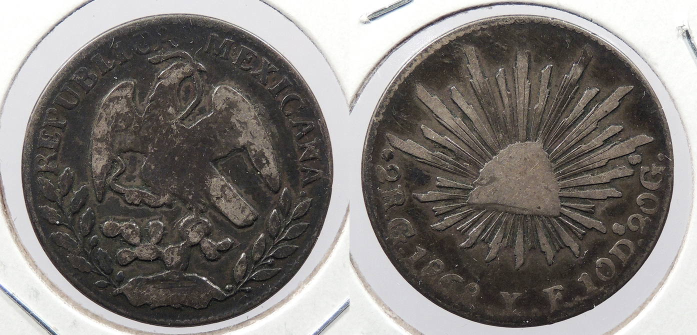 MEXICO: 1868-Go YF 2 Reales | North & Central American and Caribbean Coins