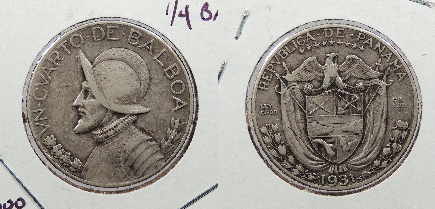 PANAMA: 1931 1/4 Balboa | North & Central American and Caribbean Coins