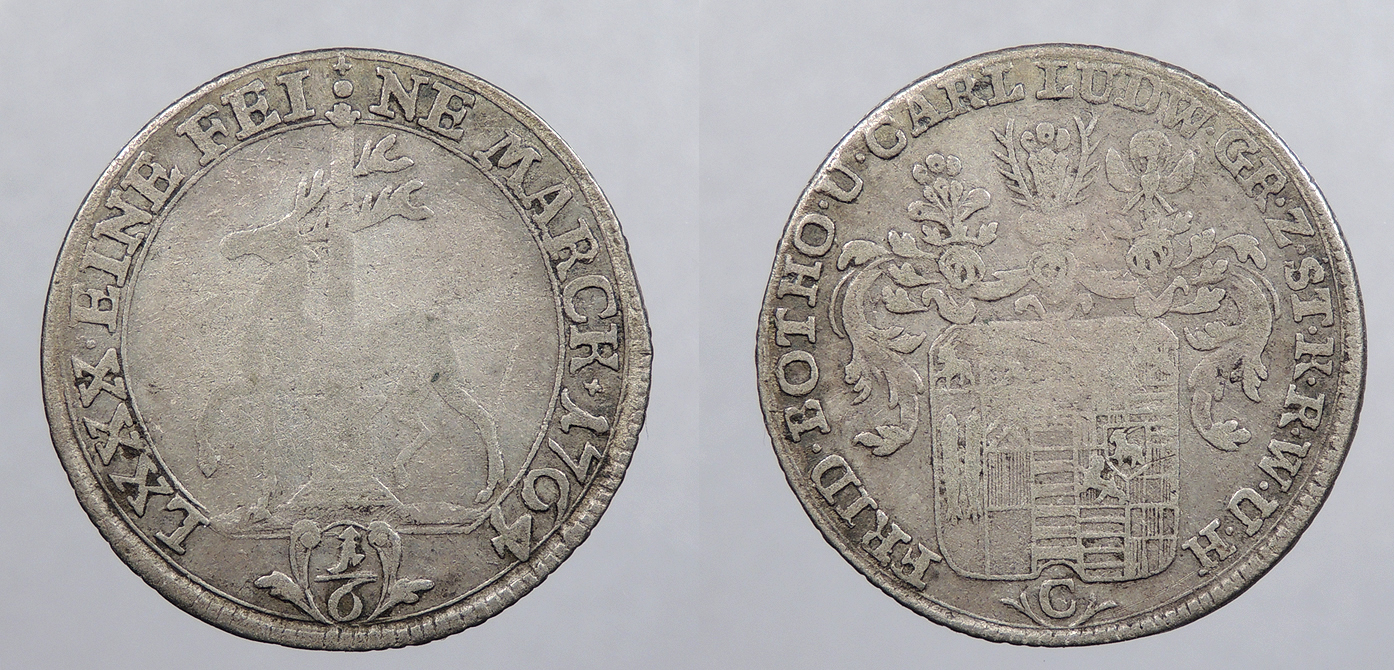 GERMAN STATES: Stolberg-Stolberg 1764-C 1/6 Thaler | European Coins