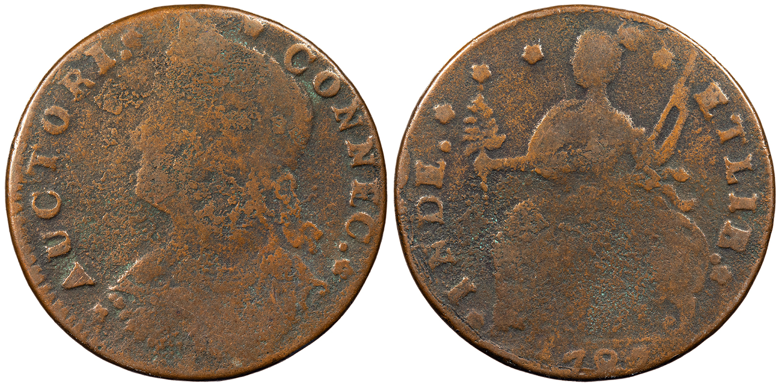 1787 Connecticut Colonial Coinage Miller 32.2-X.1; W-3220 VG ...