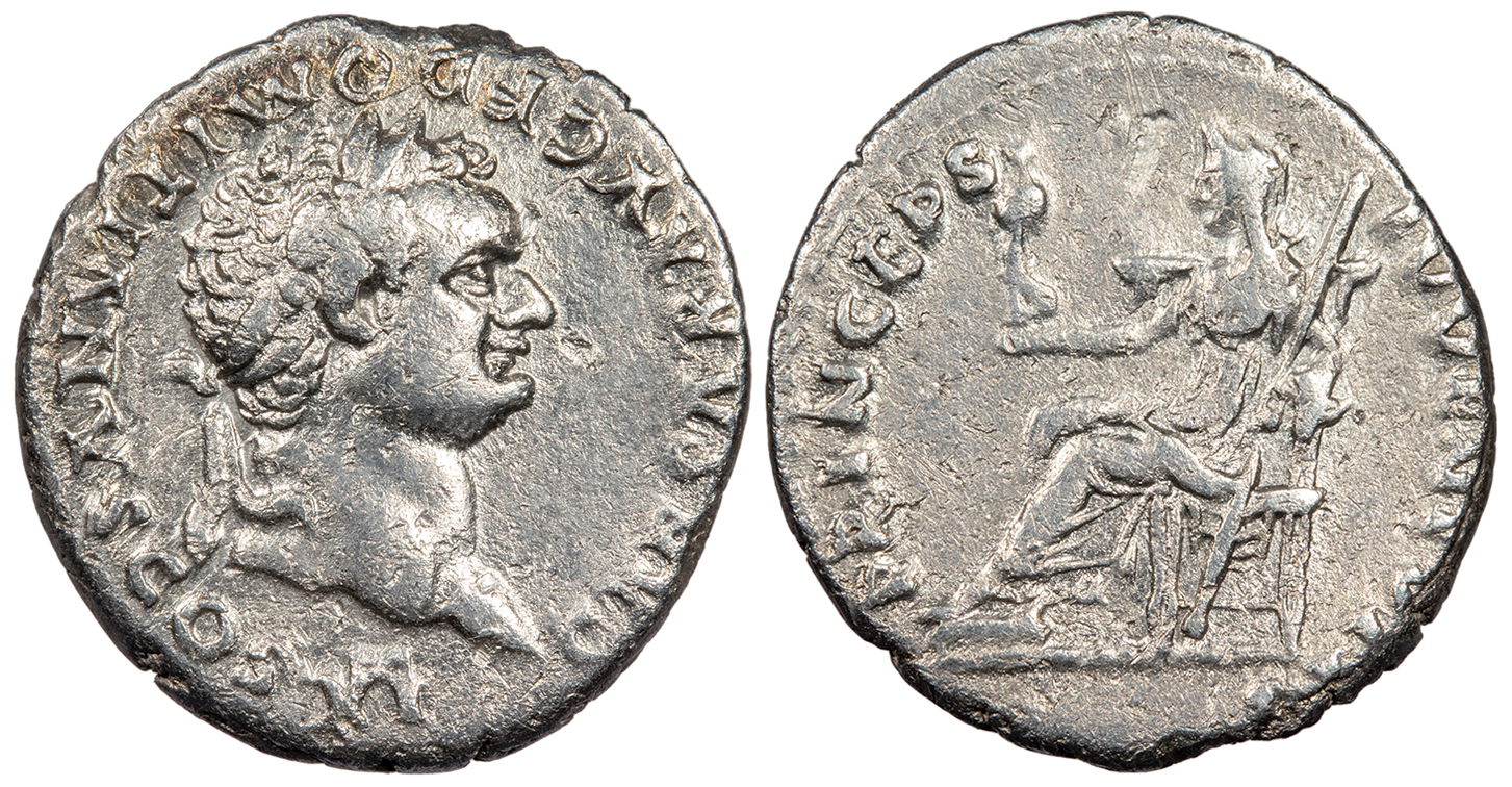 Domitian, as Caesar 69-81 A.D. Denarius Rome Mint VF | Roman Imperial Coins