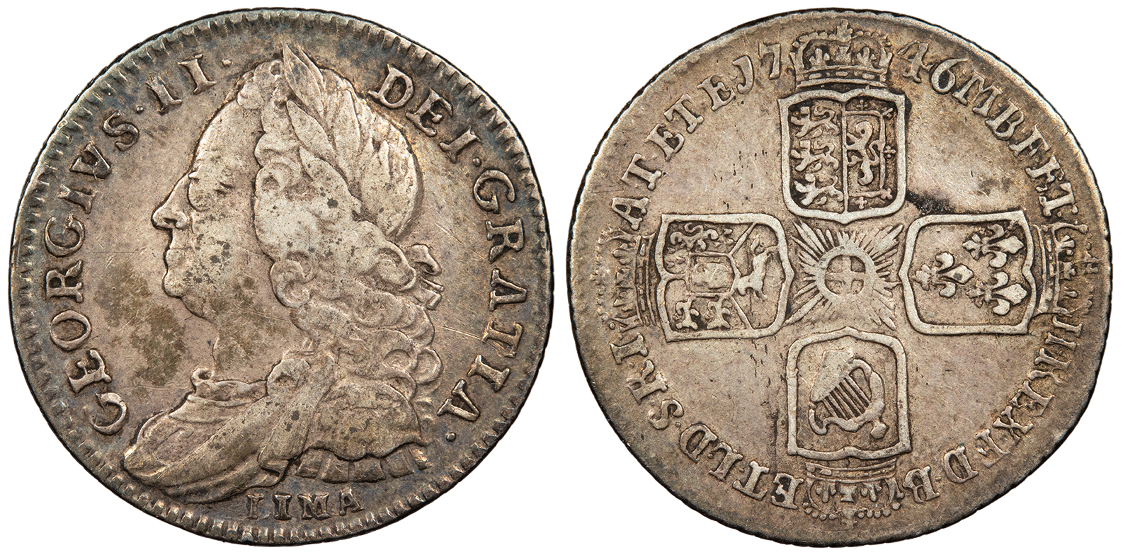 GREAT BRITAIN George II 1746-LIMA Sixpence (6 Pence) VF | European Coins