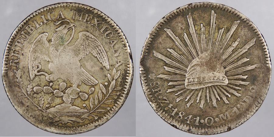 MEXICO: 1841-Zs OM 'B' over 'P' in 'REPUBLICA' 8 Reales | North ...