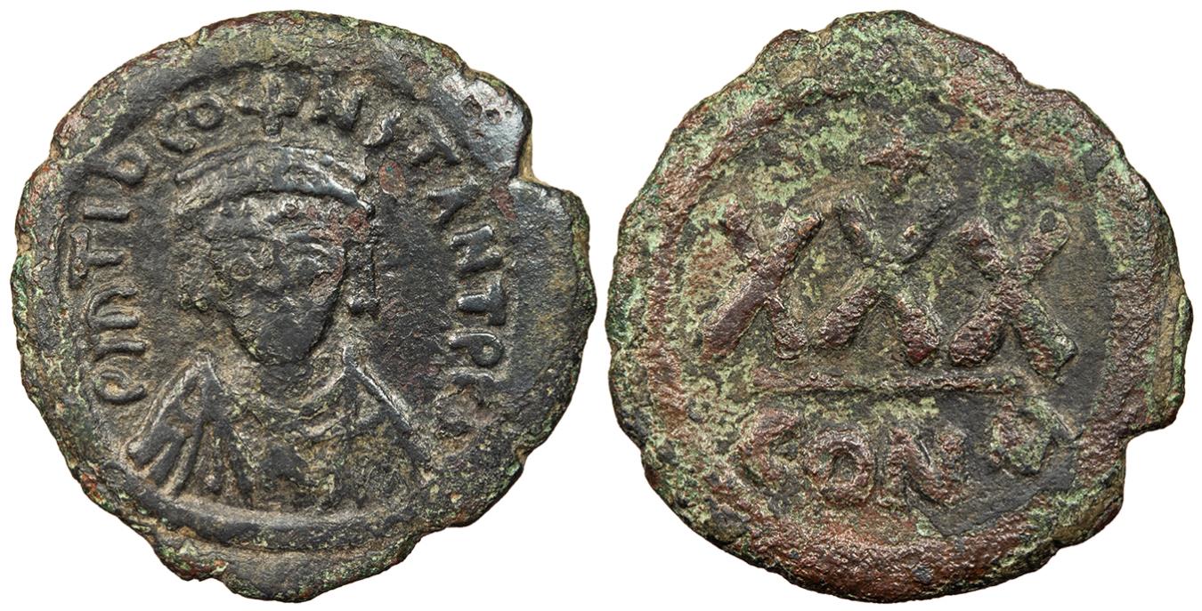 Tiberius II Constantine 578-582 A.D. 30 Nummi (3/4 Follis ...