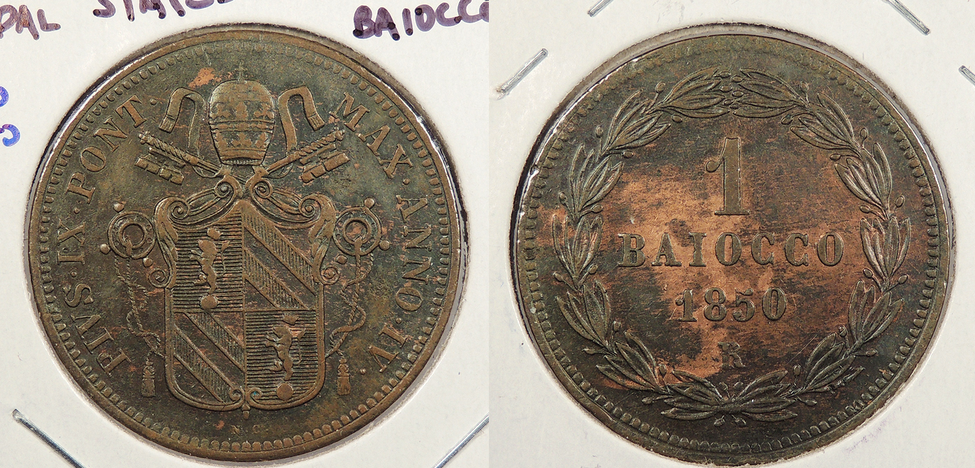 ITALIAN STATES: Papal States 1850-IV R Pius IX Baiocco | European Coins