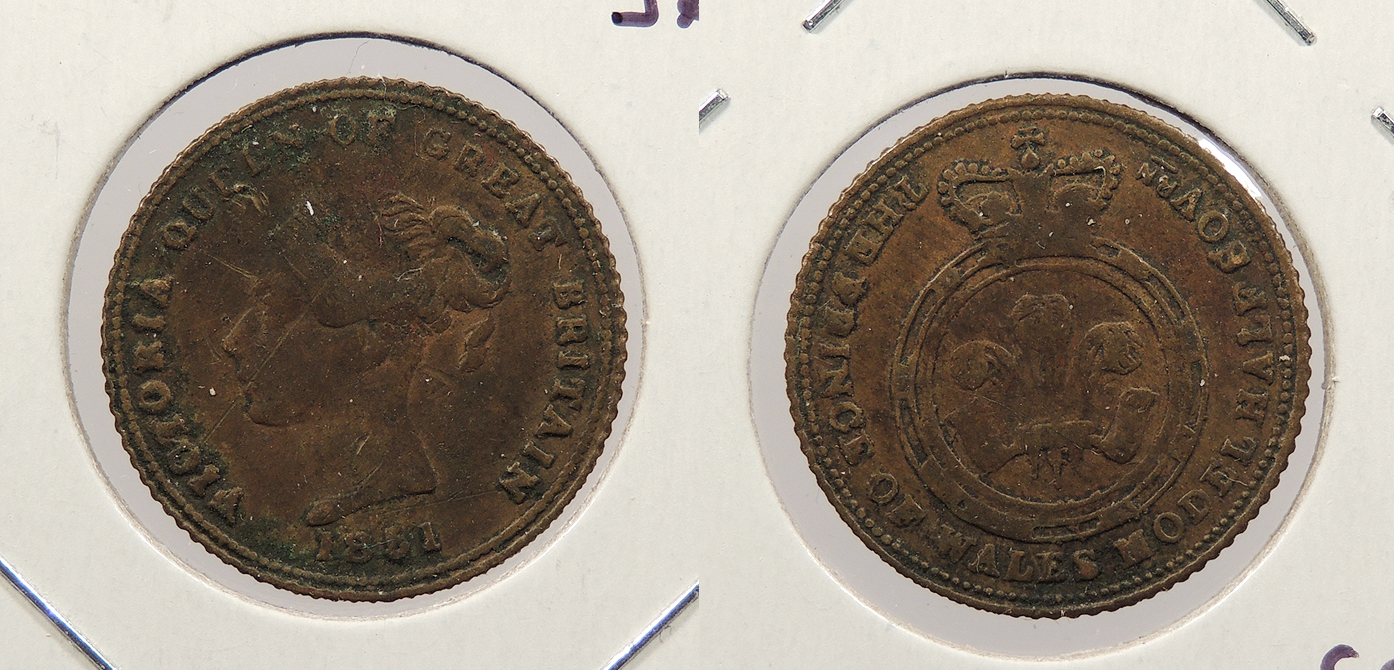 GREAT BRITAIN: 1851 Jeton; Victoria Model Half Sovereign Token