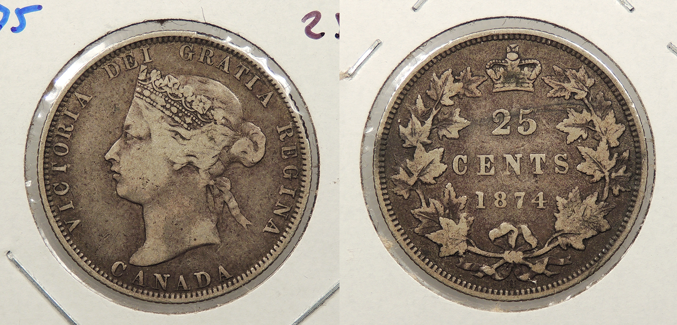 CANADA: 1874-H Victoria 25 Cents | North & Central American and Caribbean Coins