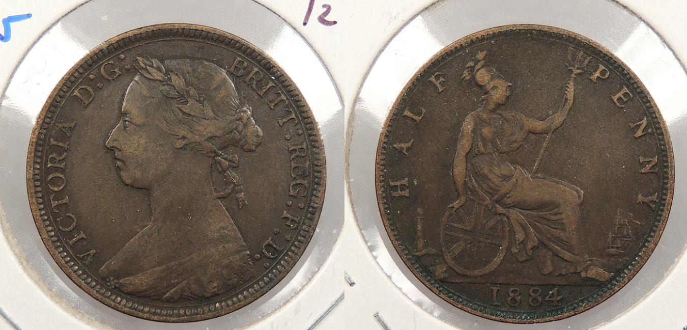 GREAT BRITAIN: 1884 Victoria Halfpenny | European Coins