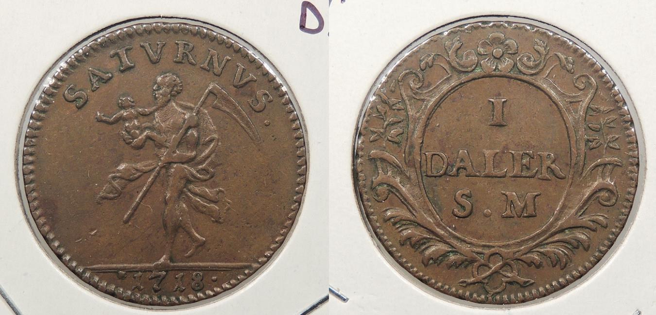 SWEDEN: 1718 SATVRNVS Daler | European Coins