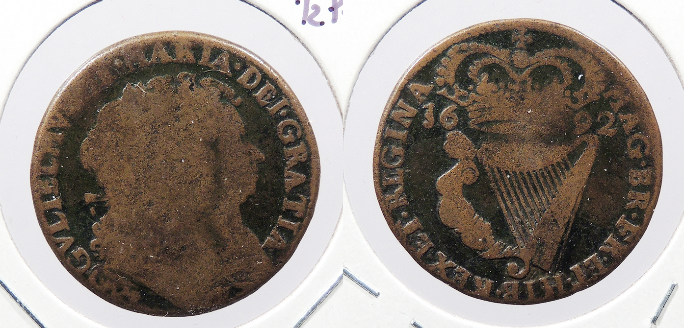 ENGLAND: 1692 William & Mary Halfpenny (1/2 penny) | European Coins