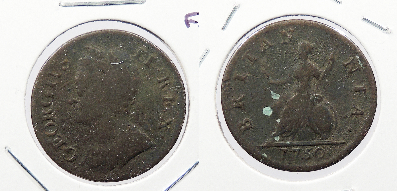 GREAT BRITAIN: 1750 George II Farthing | European Coins