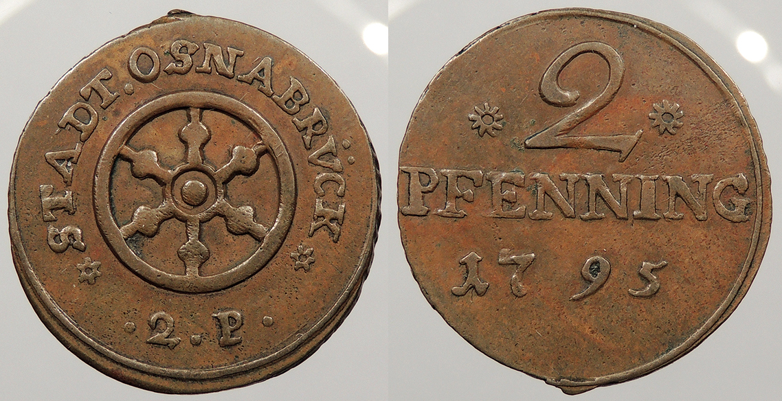 GERMAN STATES: Osnabruck 1795 2 Pfenning | European Coins