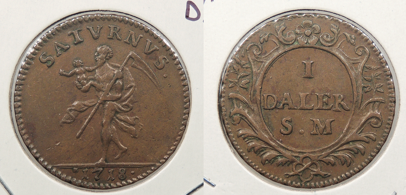 SWEDEN: 1718 SATVRNVS Daler | European Coins