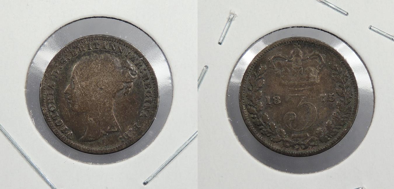 GREAT BRITAIN: 1875 Victoria Threepence (3 Pence) | European Coins