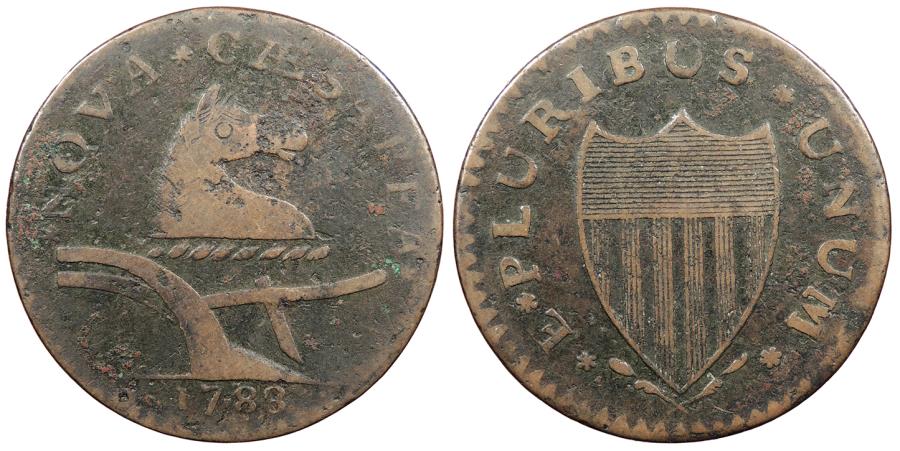 1788 New Jersey Copper Colonial Coinage Maris 67-v; W-5510 VF