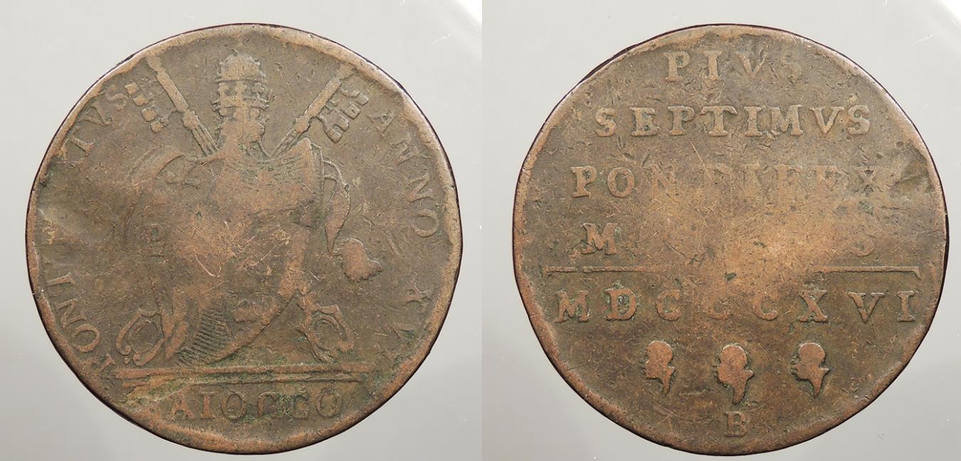 ITALIAN STATES: Papal States 1816-XVI B Baiocco | European Coins