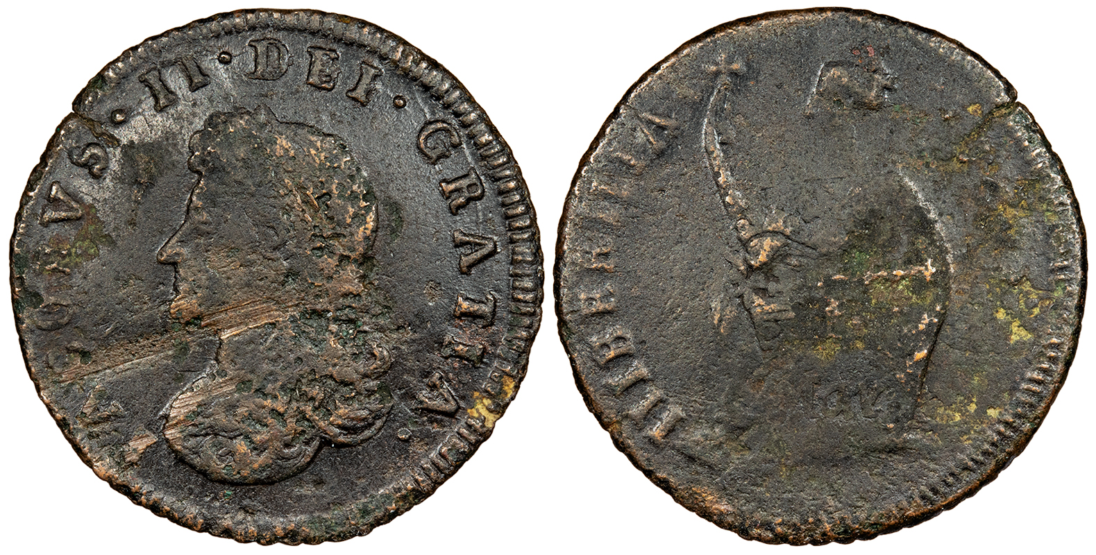 IRELAND James II 1691 Halfpenny VF | European Coins