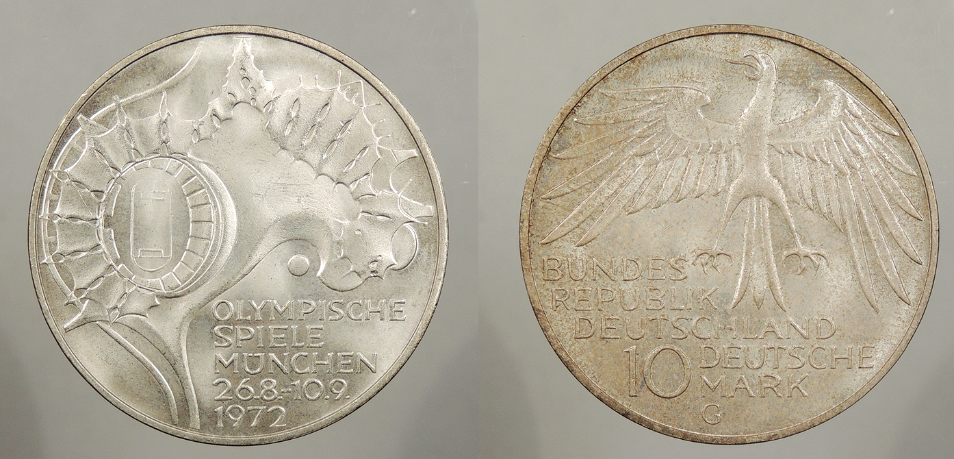 GERMANY (WEST): 1972-G Munich Olympics. 10 Marks | European Coins