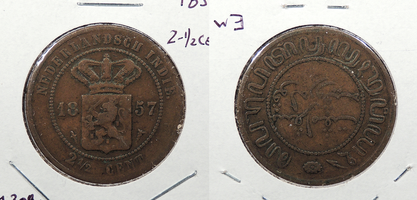 NETHERLANDS EAST INDIES: 1857 2 1/2 Cent | Australian & Oceanian Coins