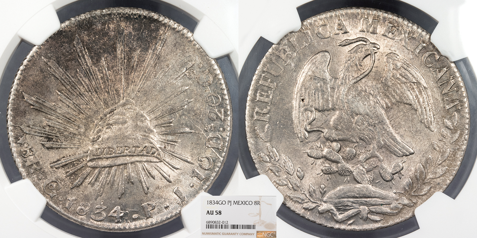 MEXICO Republic 1834-Go PJ 8 Reales NGC AU-58 | North & Central ...