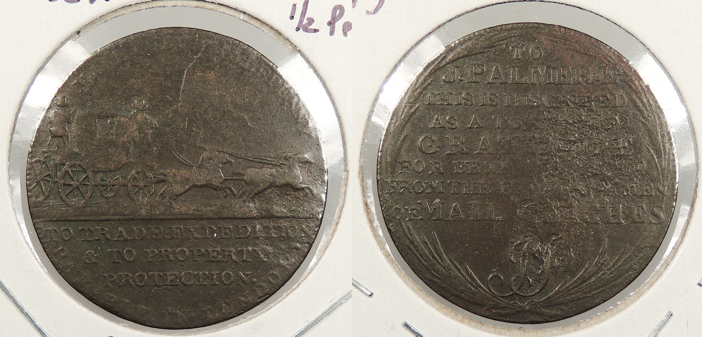 GREAT BRITAIN: Middlesex ND (1797) Palmer's Mail Coach Halfpenny Conder ...