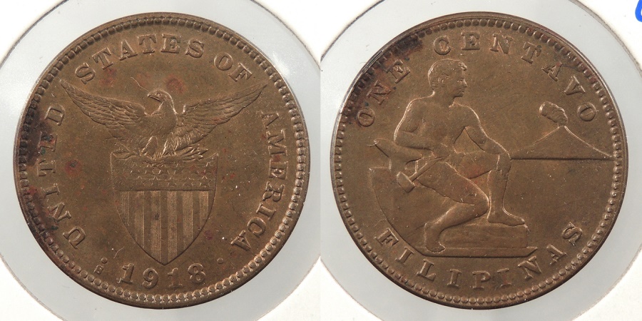 PHILIPPINES: 1918-S 1 Centavo | Asian and Middle Eastern Coins