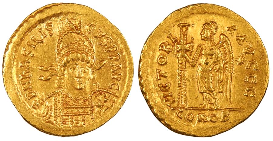 Basiliscus 475-476 A.D. Solidus Constantinople Mint Choice EF