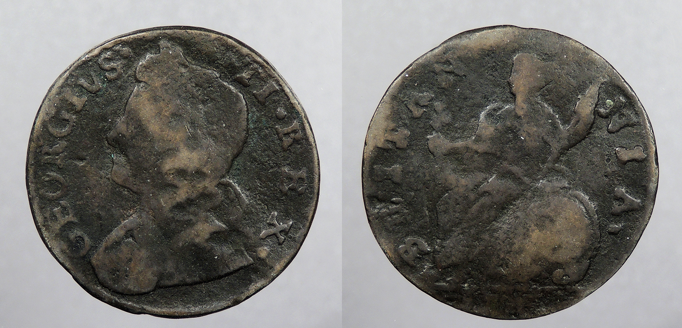GREAT BRITAIN: 17xx (1740-1754) George II Halfpenny (1/2 Penny)